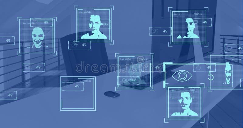 Animation of Biometric Photos and Data Processing Over Work Station in ...