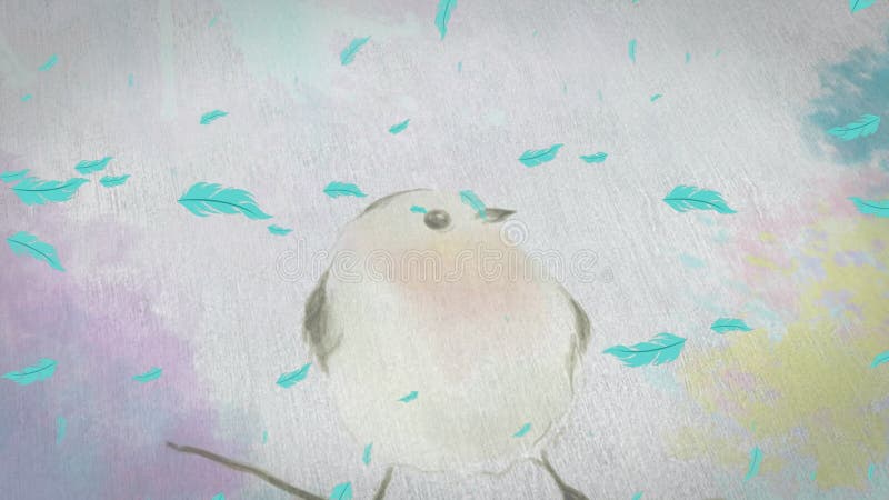 Animation of Bird Drawing Over Multiple Feathers Falling Stock Footage ...