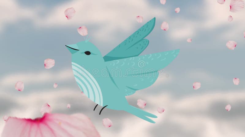 Animation of Bird Icon Over Petals Falling Stock Video - Video of ...