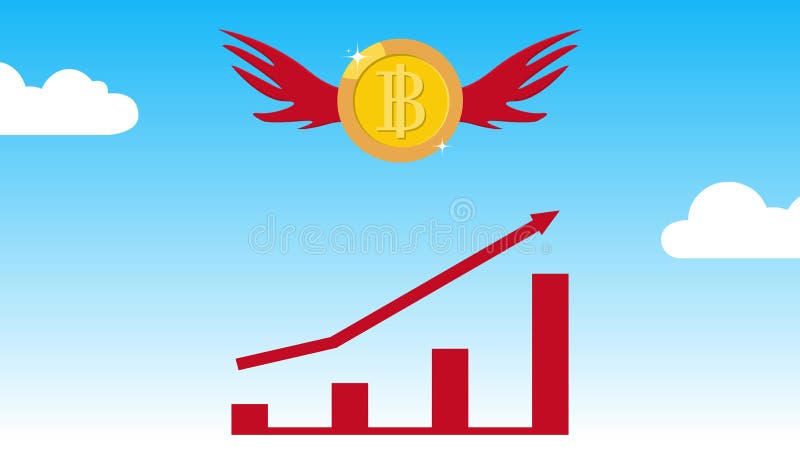 Animation of Bitcoin Fall Up, Concept of Bitcoin Growing Up Showing in ...
