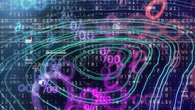 Animation of Black Digital Screen with Binary Code and Percents Stock ...