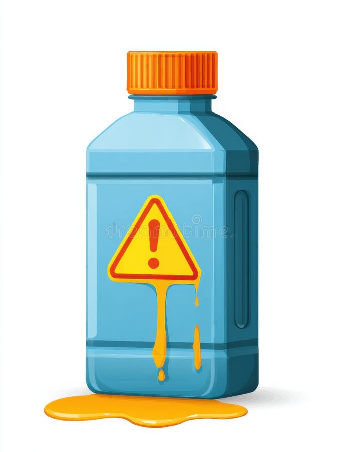 Animation of a Bleach Bottle with a Spill and Warning Light Showing ...
