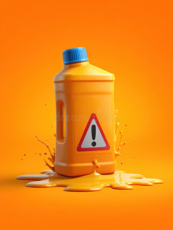 Animation of Bleach Bottle Spilling on Vibrant Orange Background with ...
