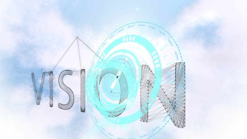 Animation of Blue Clock and Vision Text Over Cloudy Sky Stock Footage ...