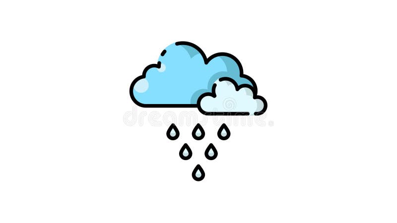 Animation of Blue Cloud with Raindrops Falling from it Stock Footage ...