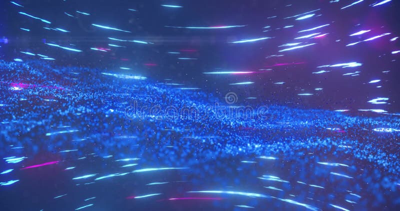 Animation of Blue Dots Forming Waves and Glowing Lines Rotating in Loop ...