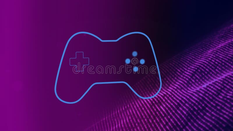 Animation of Blue Gaming Console Over Dynamic Wave Pattern Against ...