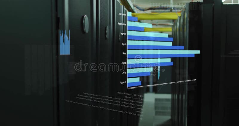 Animation of Blue Graphs Over Computer Server Room Stock Video - Video ...