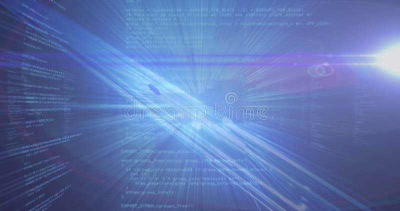 Animation of Blue Light Beams with Computer Code for Futuristic Digital ...