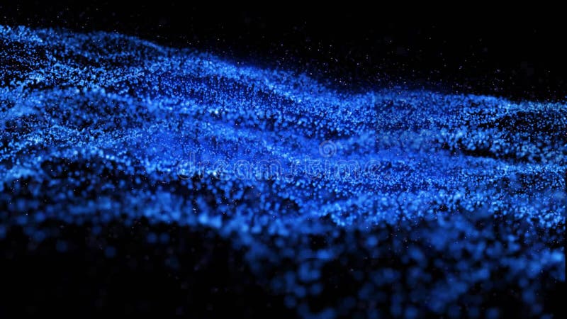 Animation of Blue Light Flows Moving on Black Background Stock Footage ...