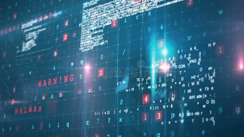 Animation of Blue Lights and Computer Code Against Black Background ...