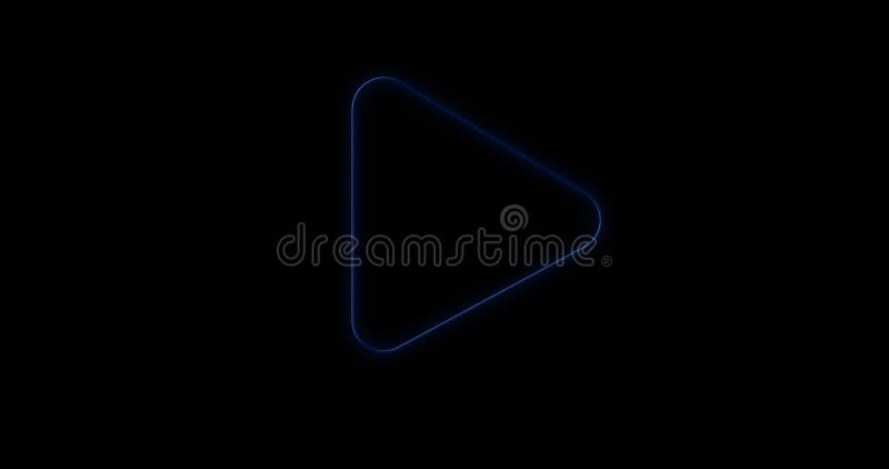 Animation of Blue Neon Play Icon Flickering on Black Background Stock ...