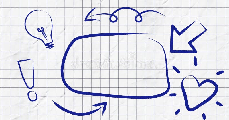 Animation of Blue Outlined Speech Bubble with Arrow and Icons on ... Animation of Blue Outlined Speech Bubble with Arrow and Icons on ...