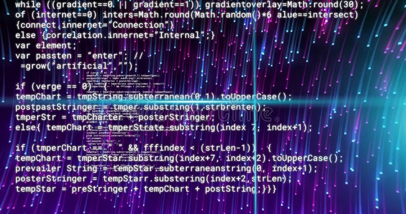 Animation of Blue Scanner Beams Over Processing Data and Blue and Pink ...