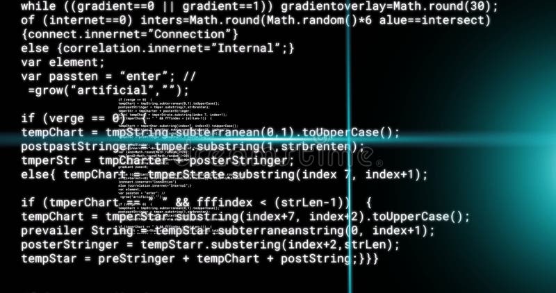 Animation of Blue Scanner Beams Over Text Data Processing on Dark ...