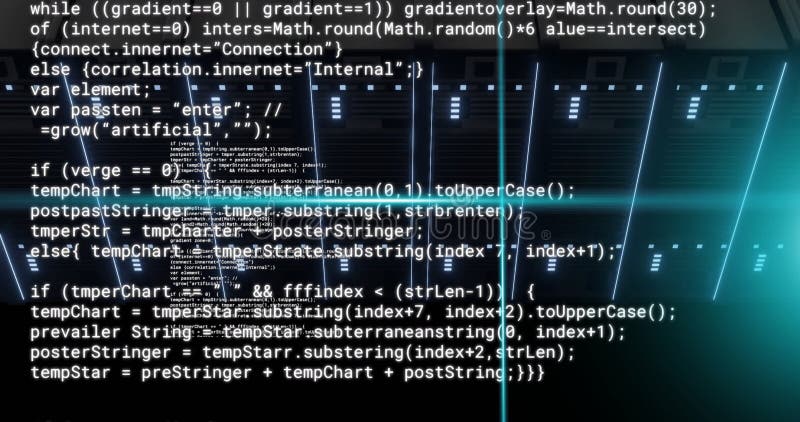 Animation of Blue Scanner Beams and Processing Data Over Dark Computer ...