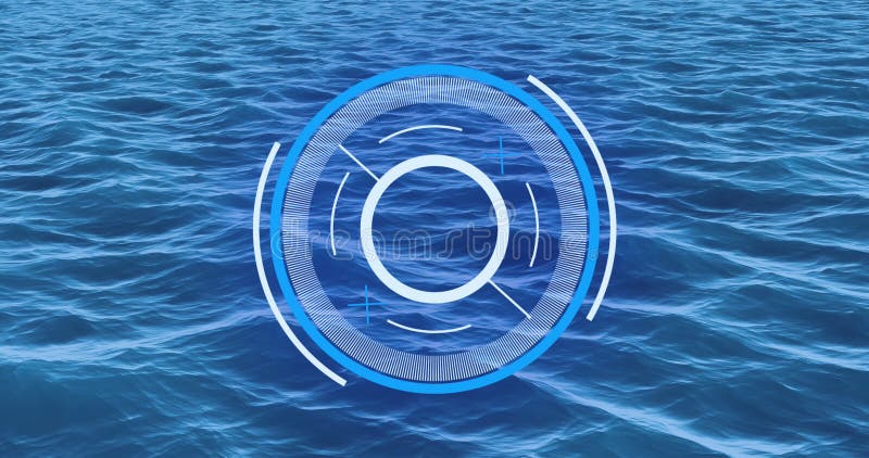 Animation of Blue Scope Rotating Over Changing Sea Wave Backgrounds ...