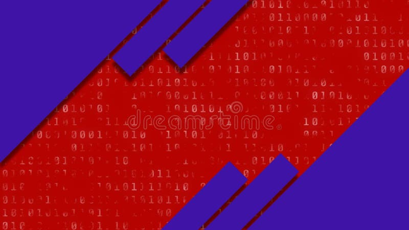 Animation Of Blue Shapes Over Binary Coding Data Processing Against Red