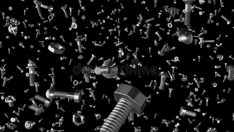 Animation bolts fall, nuts stock video. Video of mechanic - 83445621
