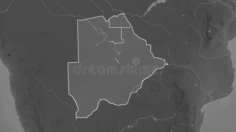 Botswana Map - Solid. Regions. Grayscale. Labels Stock Video - Video of ...