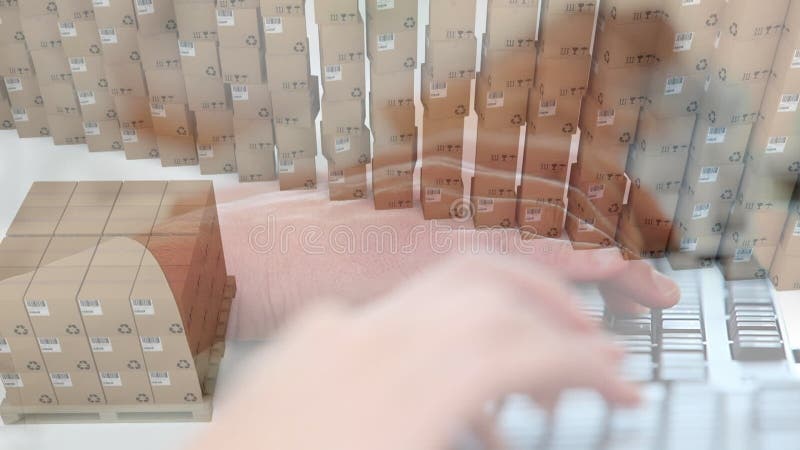 Animation of Boxes Over Hands Typing on Keyboard Stock Video - Video of ...