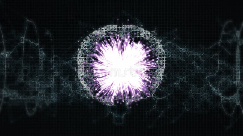 Animation of Brain Rotating with Pink Firework Exploding on Black ...