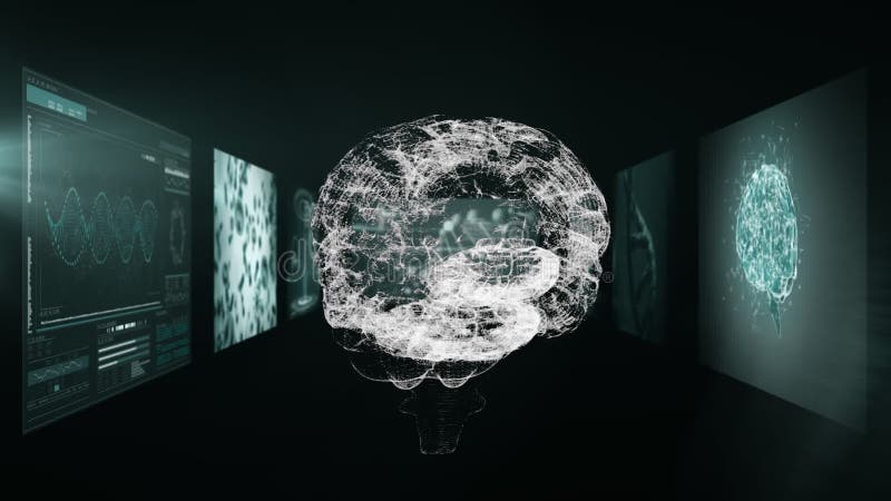 Animation of Brain Spinning Over Data Processing Stock Video - Video of ...