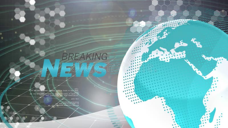 Animation of Breaking News Text, Computer Language and Globe Over ...
