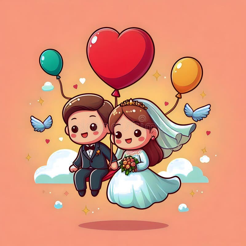 Animation of a Bride and Groom Stock Illustration - Illustration of ...