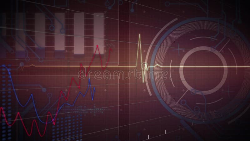 Animation of Brown Digital Screen with Diverse Data Processing, Heart ...