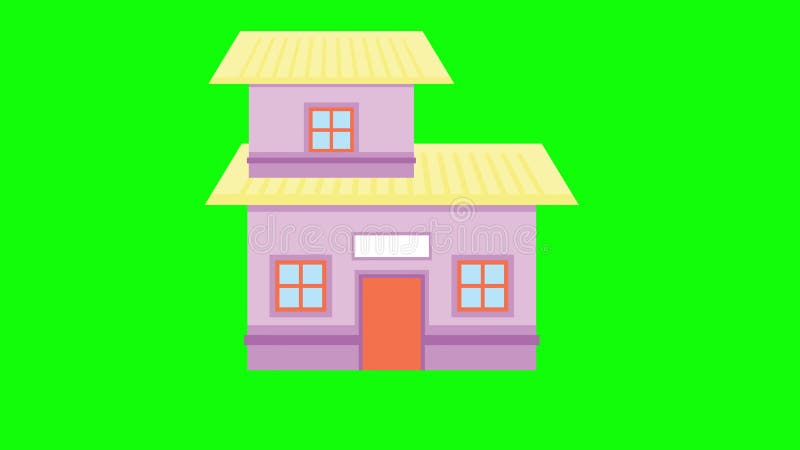 Animation of Building House on Green Screen Background. Stock Video ...