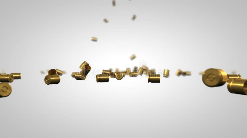Animation of Bullet Shells Falling on White Background Stock Video ...