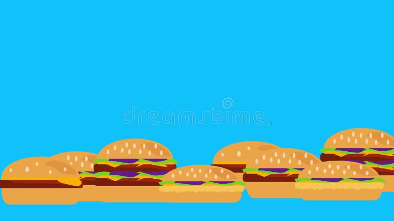 Animation of Burgers Group, Flat Design, Blue Screen Chroma Key Stock ...