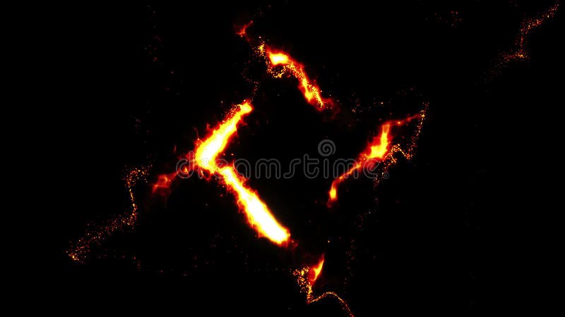 Burning Fire Flame with Sparks. Red Glitter Fire Animation. Abstract ...