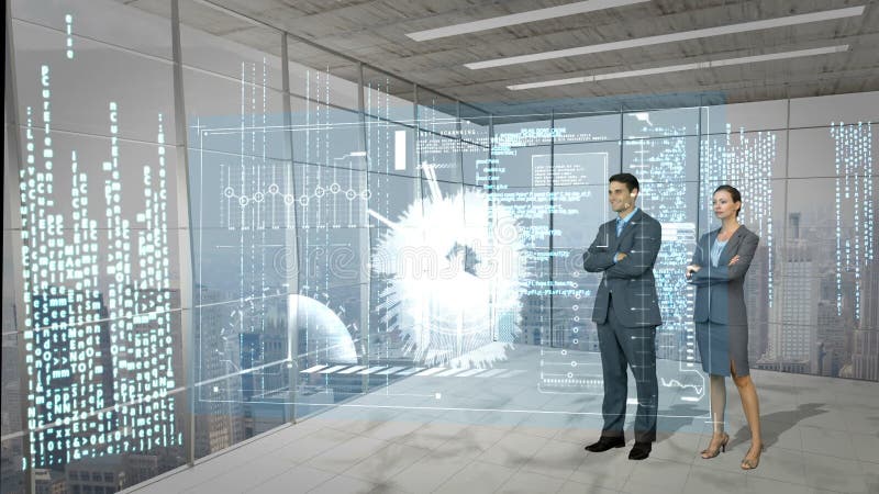 Animation of Business People Looking at Tech Interface Stock Video ...