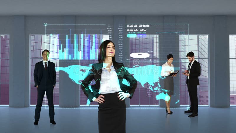 Animation of Business People Looking at Tech Interface Stock Video ...