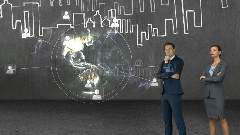 Animation of Business People Looking at Tech Interface Stock Video ...