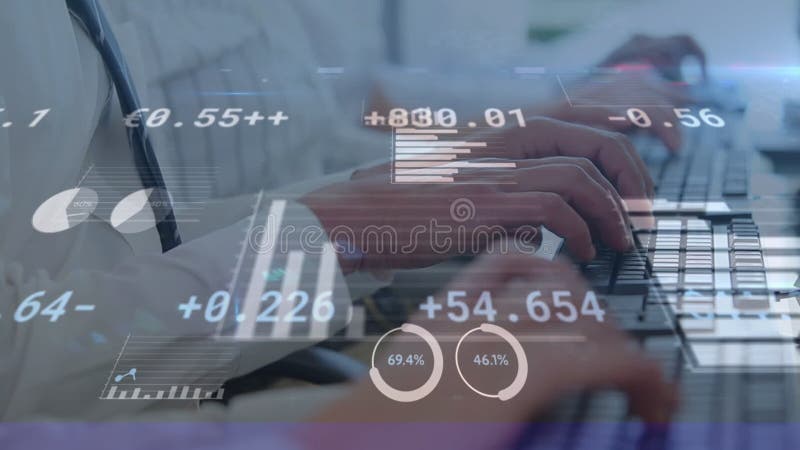 Animation of Businessman People Using Computers with Financial Data ...