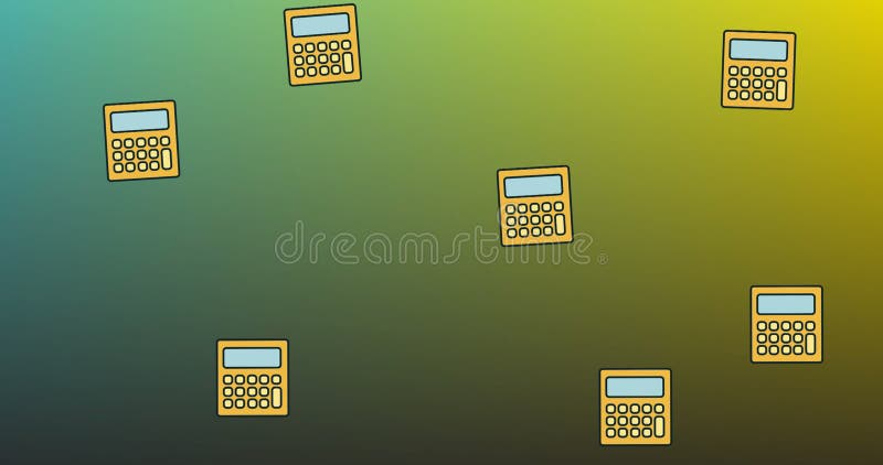 Animation of Calculators Moving Over Soft Green To Yellow Background ...