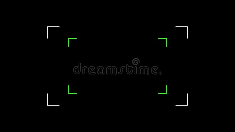 Animation of Camera Viewfinder with White Square Frame and Flash Light ...