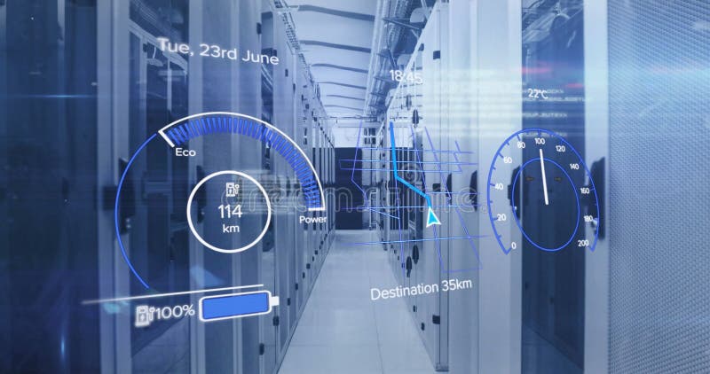 Animation of Car Panel Over Server Room Stock Video - Video of ...