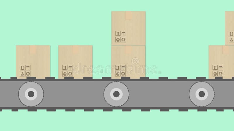Animation of Cardboard Boxes on Conveyor Belt. Stock Video - Video of ...