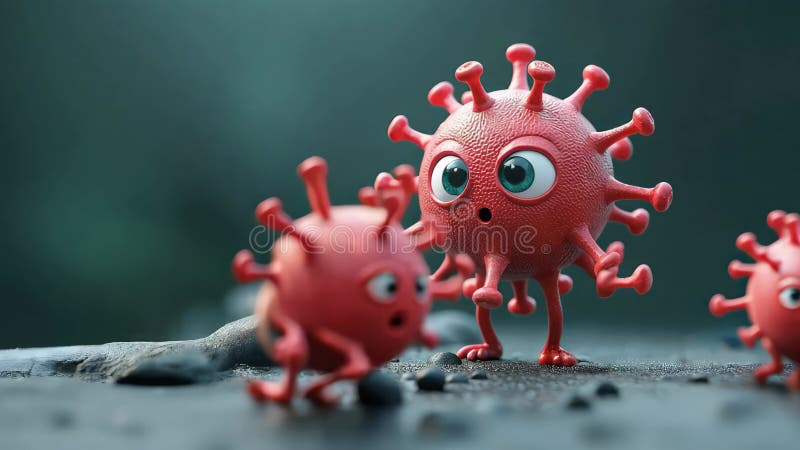 Animation Cartoon Bacteria, Microbes and Viruses on Dark Background ...