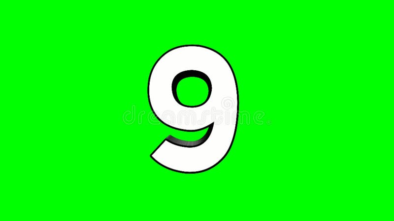 Cartoon Number 9 Moving Down Number Nine Animation Green Screen..4K ...