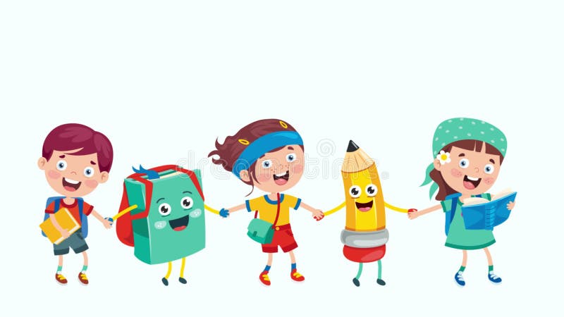 Animation of Cartoon School Children Stock Video - Video of elementary ...
