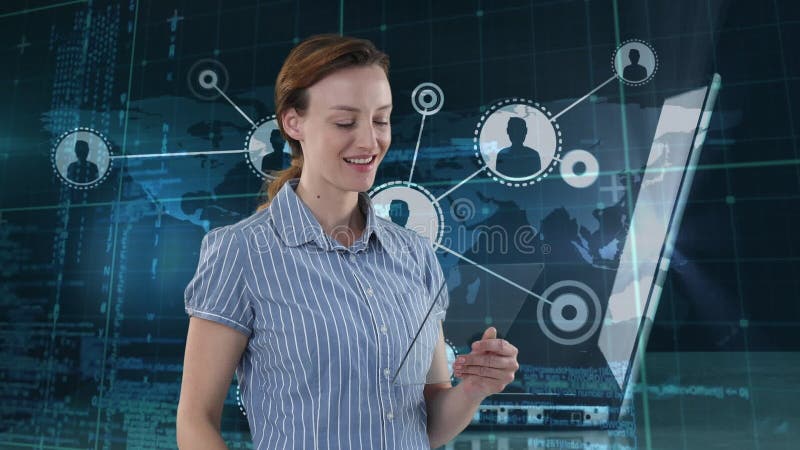 Animation of Caucasian Woman Using Futuristic Technology and Cropped ...