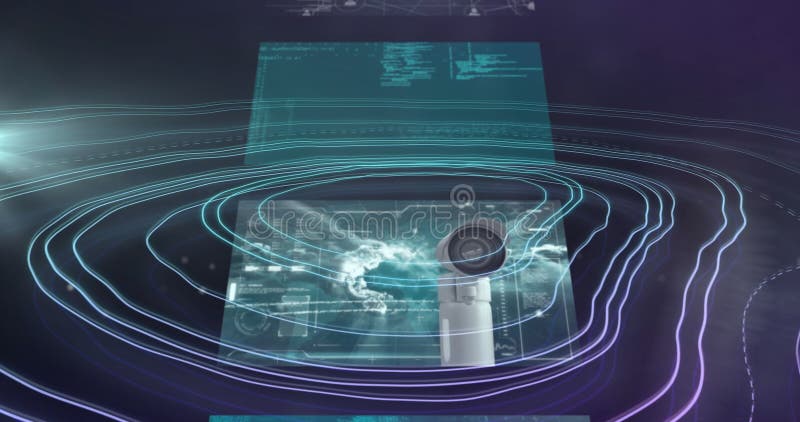 Animation of Cctv Camera and Data Processing Over White Map Lines ...