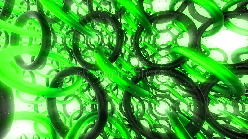 Animation of Chains of Rotating Rings. Motion. Lot of Chains with ...