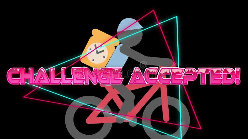 Animation of Challenge Accept Text Over Cyclist Black Background Stock ...