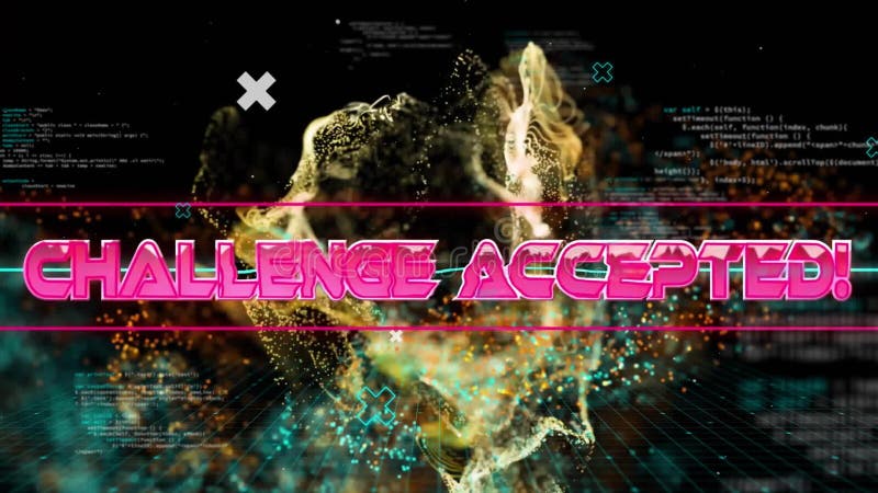 Animation of Challenge Accepted Text Over Data Processing and Shapes on ...